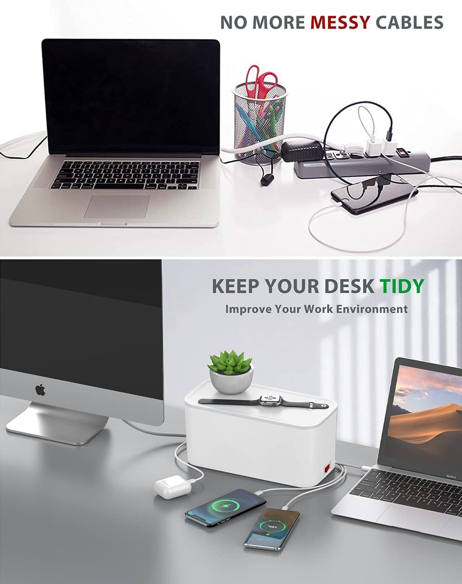 PEGANT 2-in-1 Power Extension Cord and Cable Management Box, 5 Univers