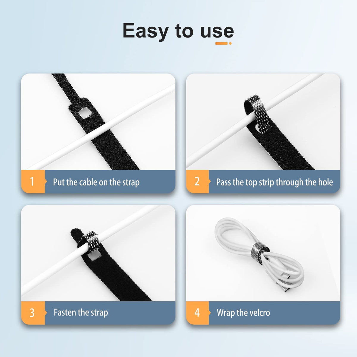 PEGANT 20pcs Reusable Velcro Fastening Cable Management Straps Wire Ti