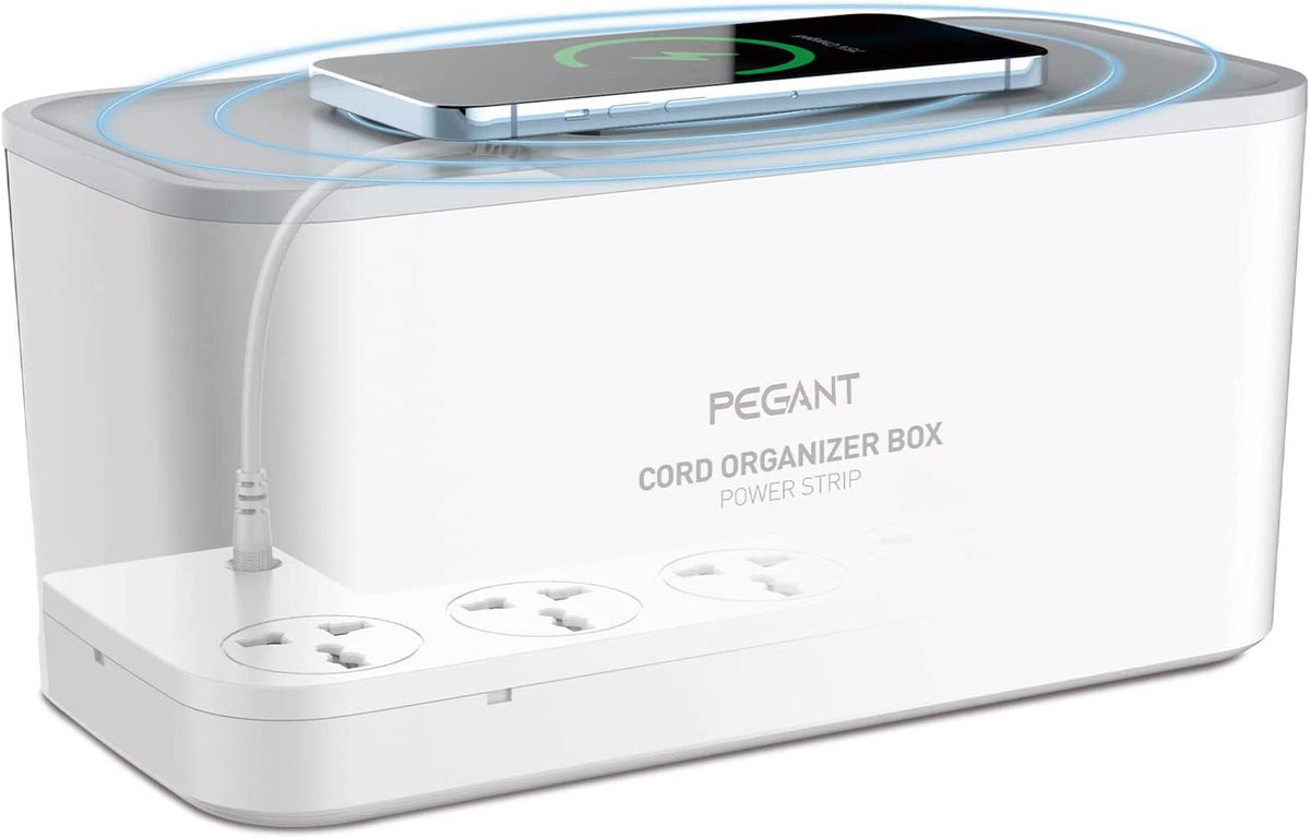 PEGANT 3-in-1 USB-C Power Extension Cord with 15W Wireless Charger and