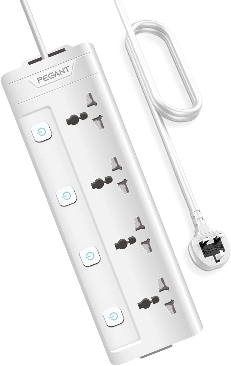 PEGANT 4 Way 3M Power Extension Cord 4 Universal Outlets Electrical St