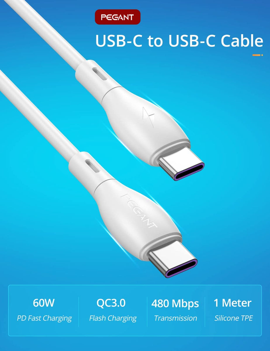 PEGANT Multi Plug Extension Power Adapter with USB-C to USB-C Cable, 2