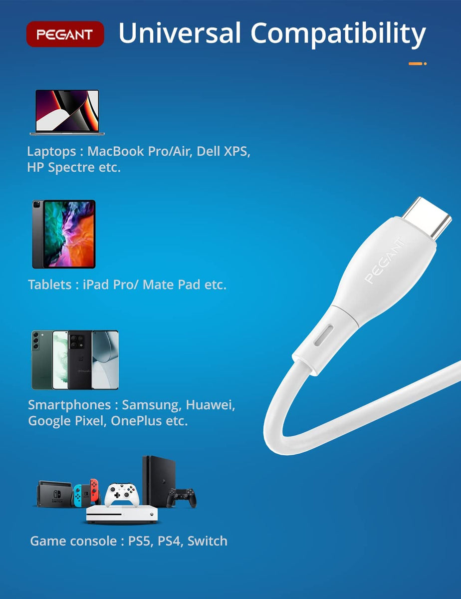 PEGANT Multi Plug Extension Power Adapter with USB-C to USB-C Cable, 2