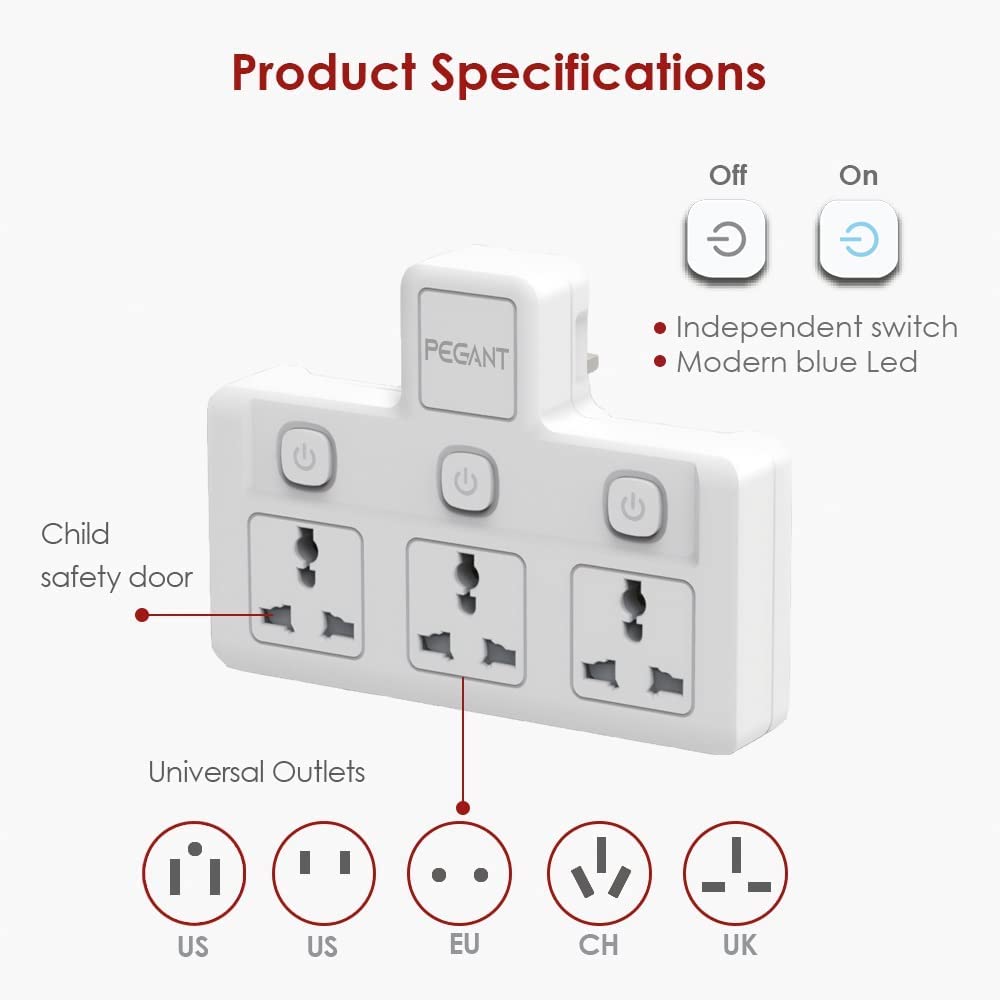 Multi Socket Extension Upix UP2003 3 Pin Multi Plug Socket 3 Way